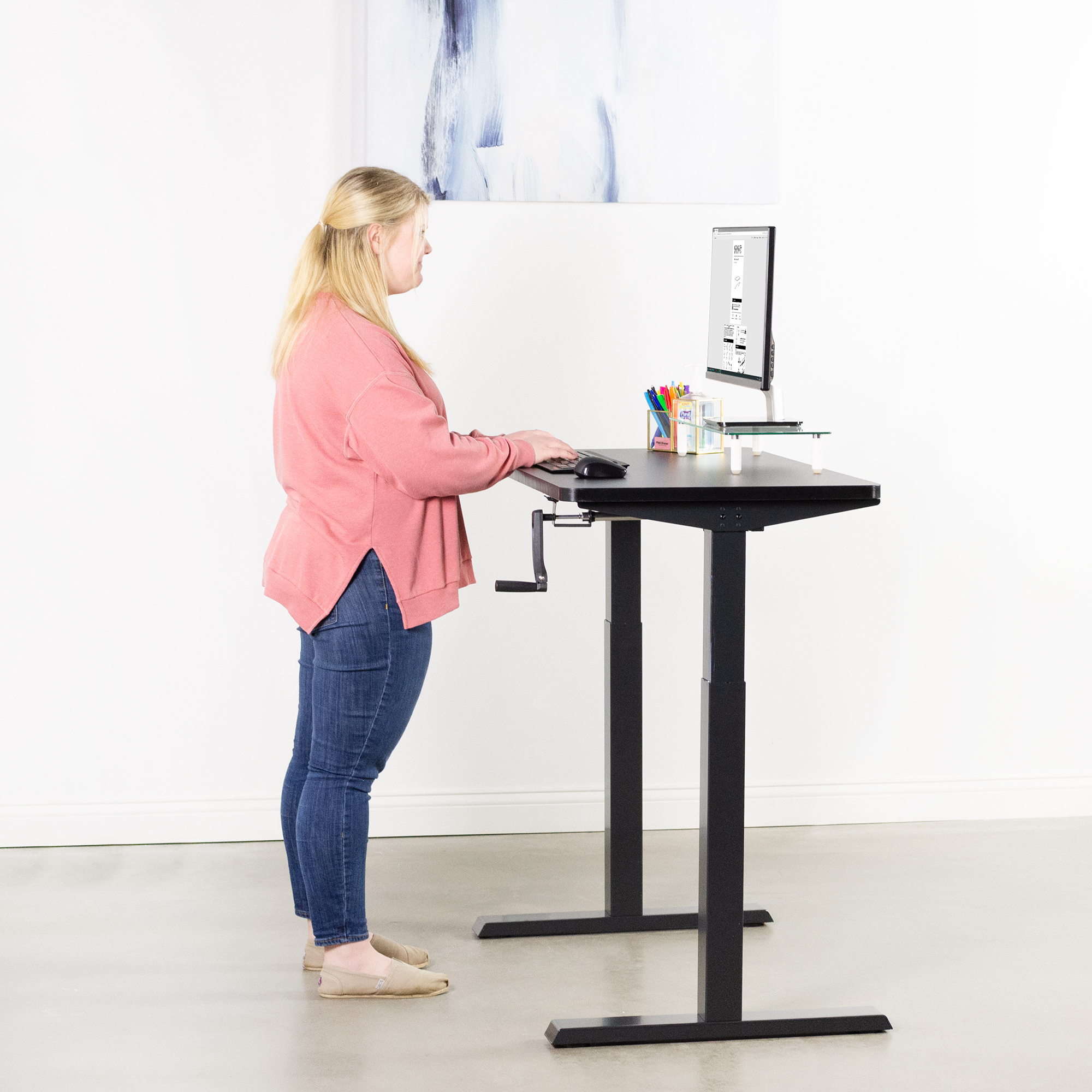 VIVO Black Manual Height Adjustable Stand Up Desk Frame Crank System | eBay VIVO Black Manual Height Adjustable Stand Up Desk Frame Crank System | eBay